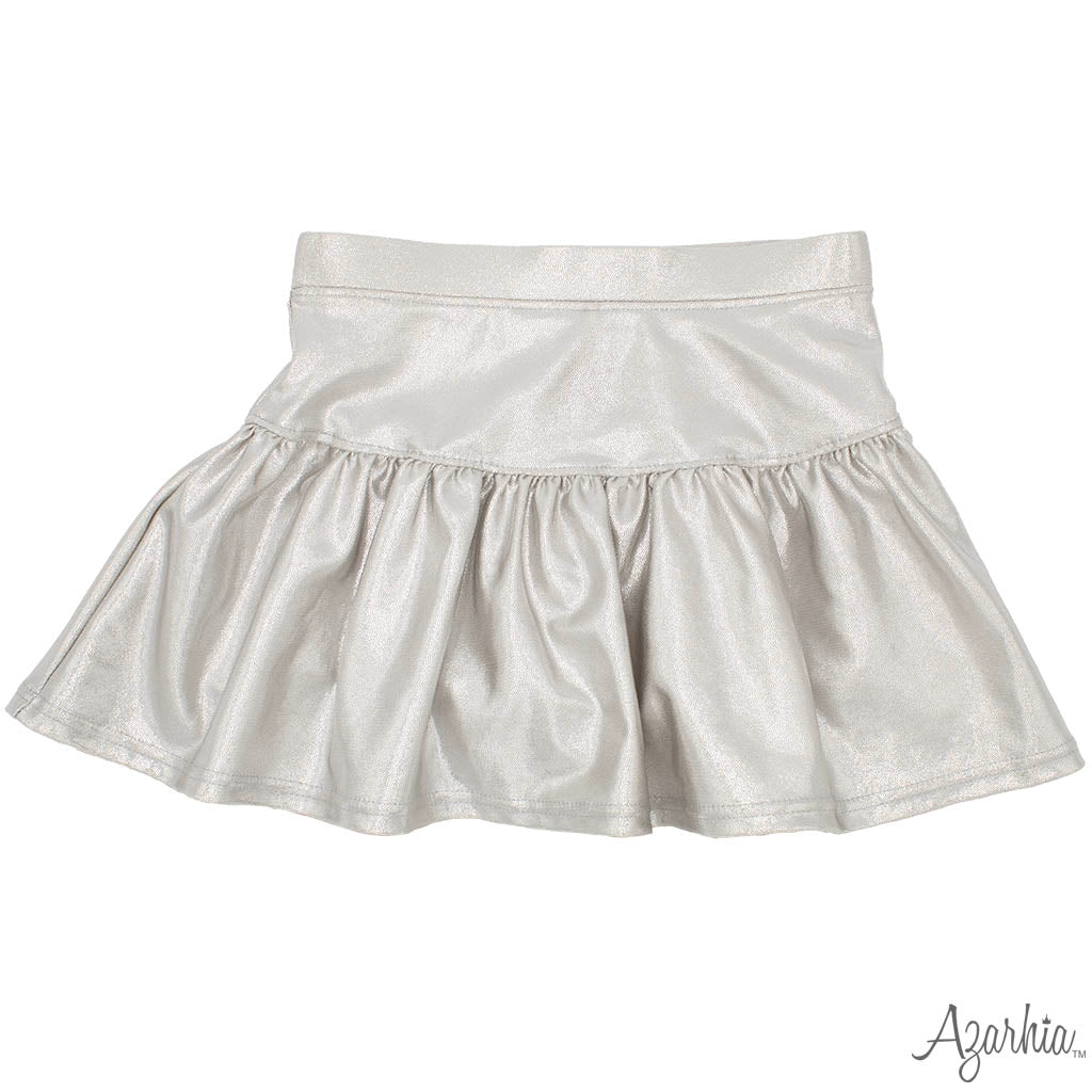 Gathered Skort in Silver Shimmer – Azarhia